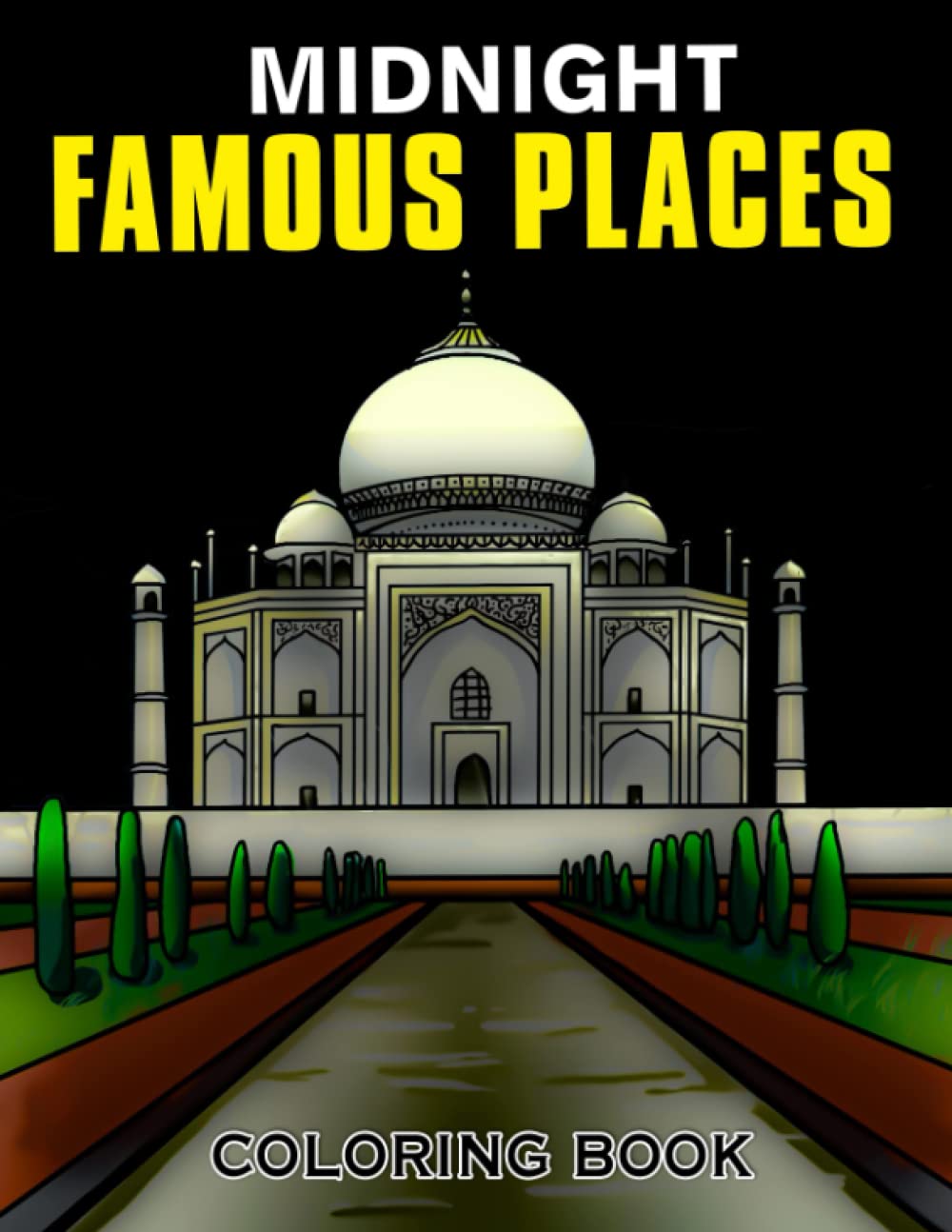 Midnight Famous Places Coloring Book Charming Coloring Pages On Black ...