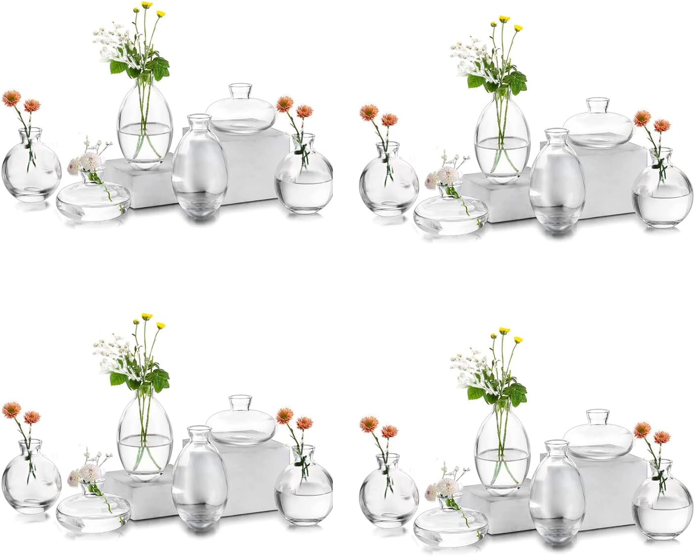 Amazon.com: Small Vases for Centerpieces Glass Esmiome - Clear 8sets ...