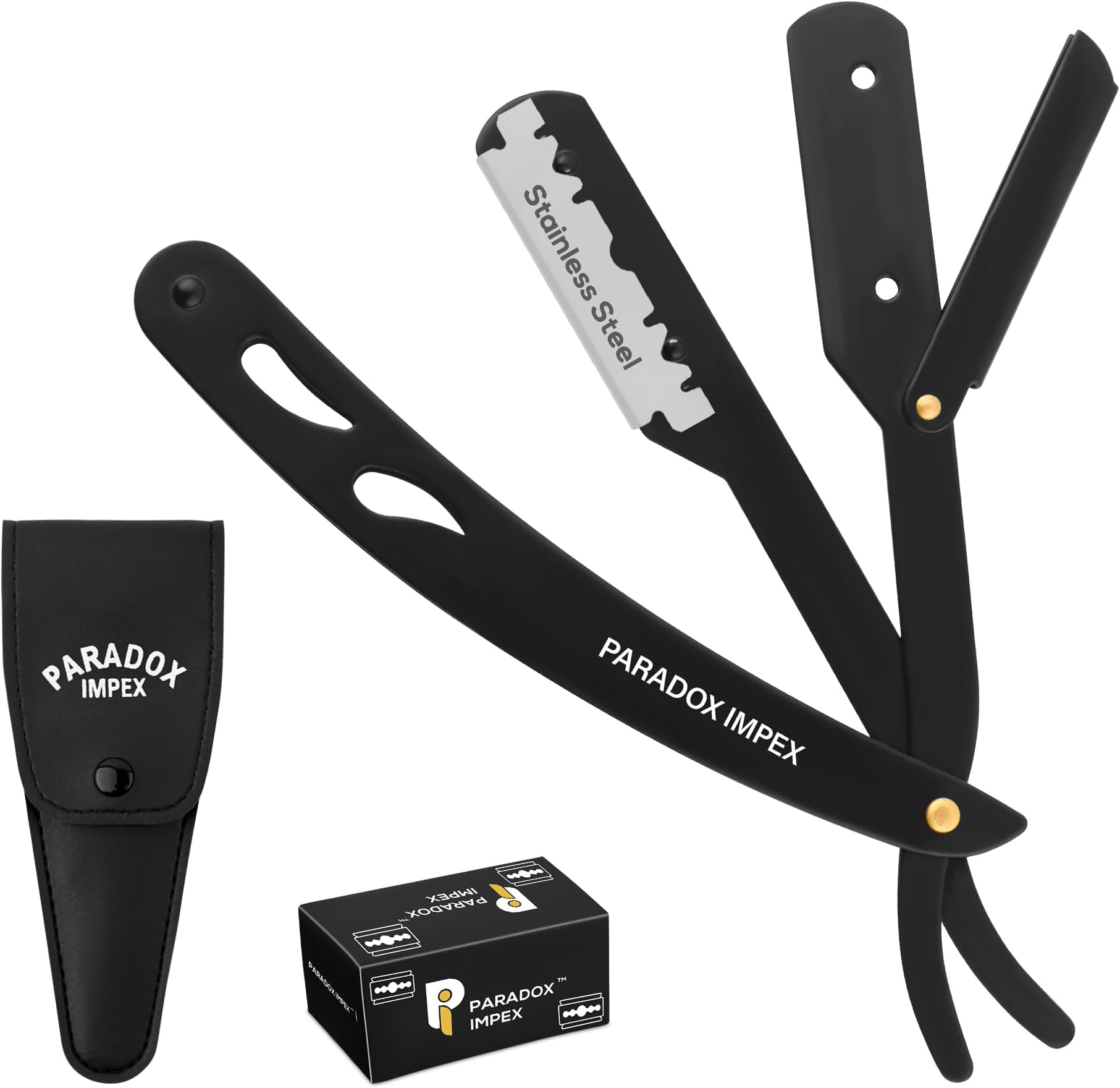 Amazon.com: BEAUTICONE Straight Razor - Black Full Steel Barber Razor ...