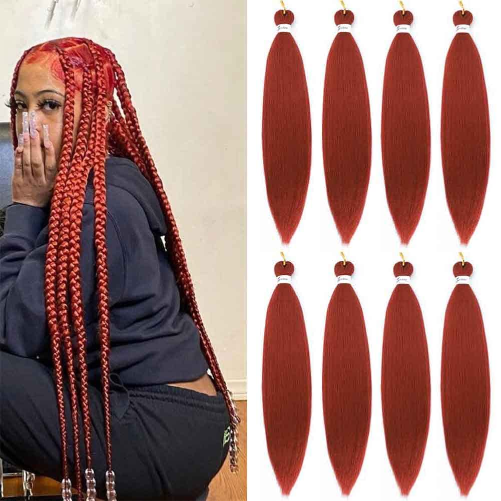 Buy SOKU Pre Stretched Braiding Hair 8 Packs 76cm Ginger Synthetic Long ...