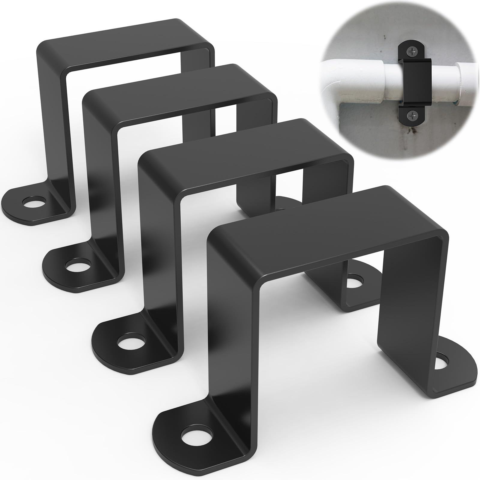 Square Tube Strap Clamp, Black Deck Fence Post Tie Bracket, Square Pipe ...