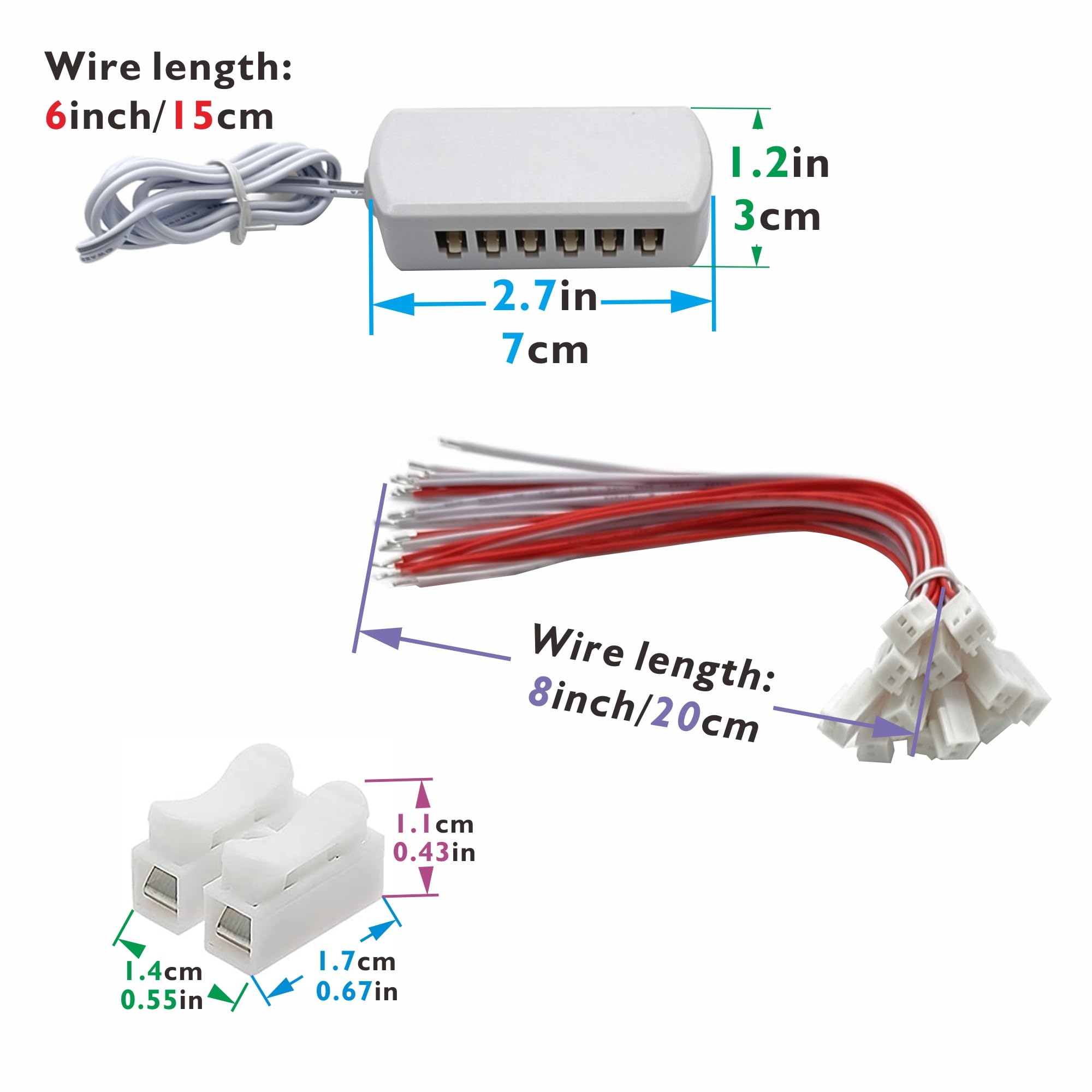 Snapklik.com : 3-12V 12Ports Female Plug Junction Box