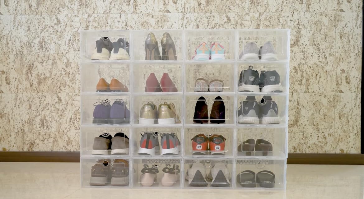 ABBAware Large Clear Plastic Shoe Box, Storage Boxes, Stackable Shoe ...