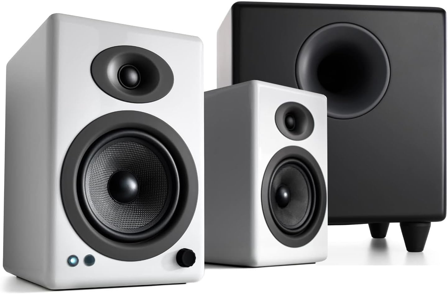 Amazon.com: Audioengine A5 White 150W Powered Speakers and S8 Black ...