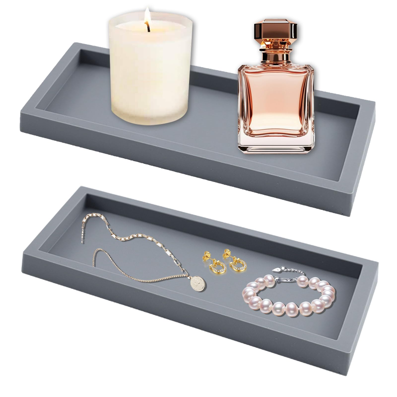 Amazon.com: 2Pcs Silicone Tray, 8x4 inch Rectangle Silicone Bathroom ...