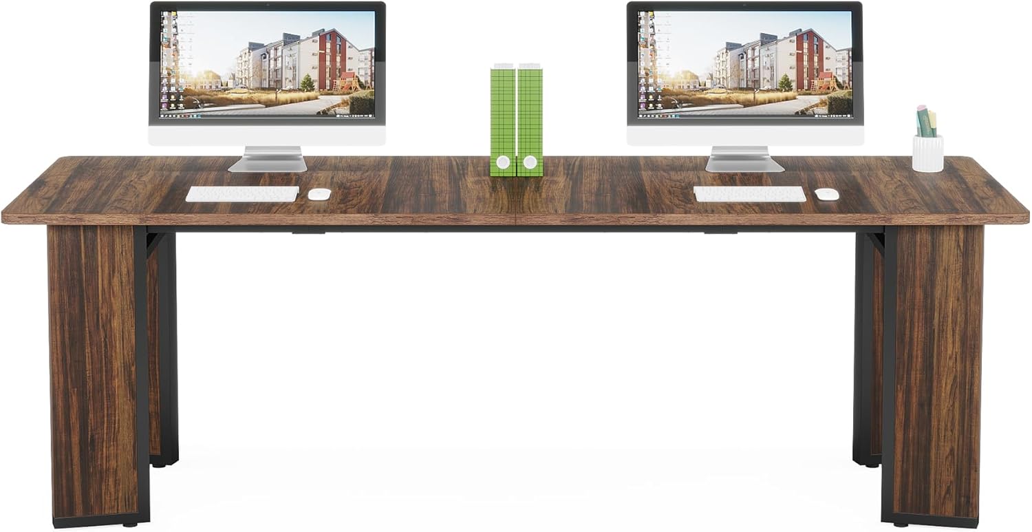 Amazon.com: LITTLE TREE 78.8 inch Extra Long Computer Desk, 2 Person ...