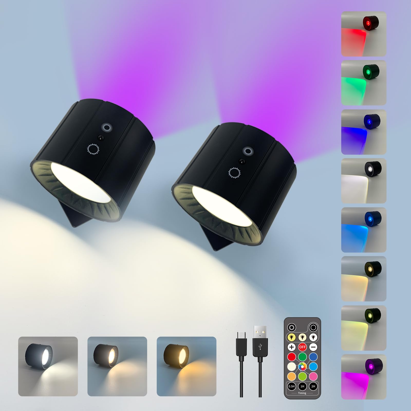 LEASTYLE Battery Operated Wall Sconces Rechargeable Wall Mounted Lights ...