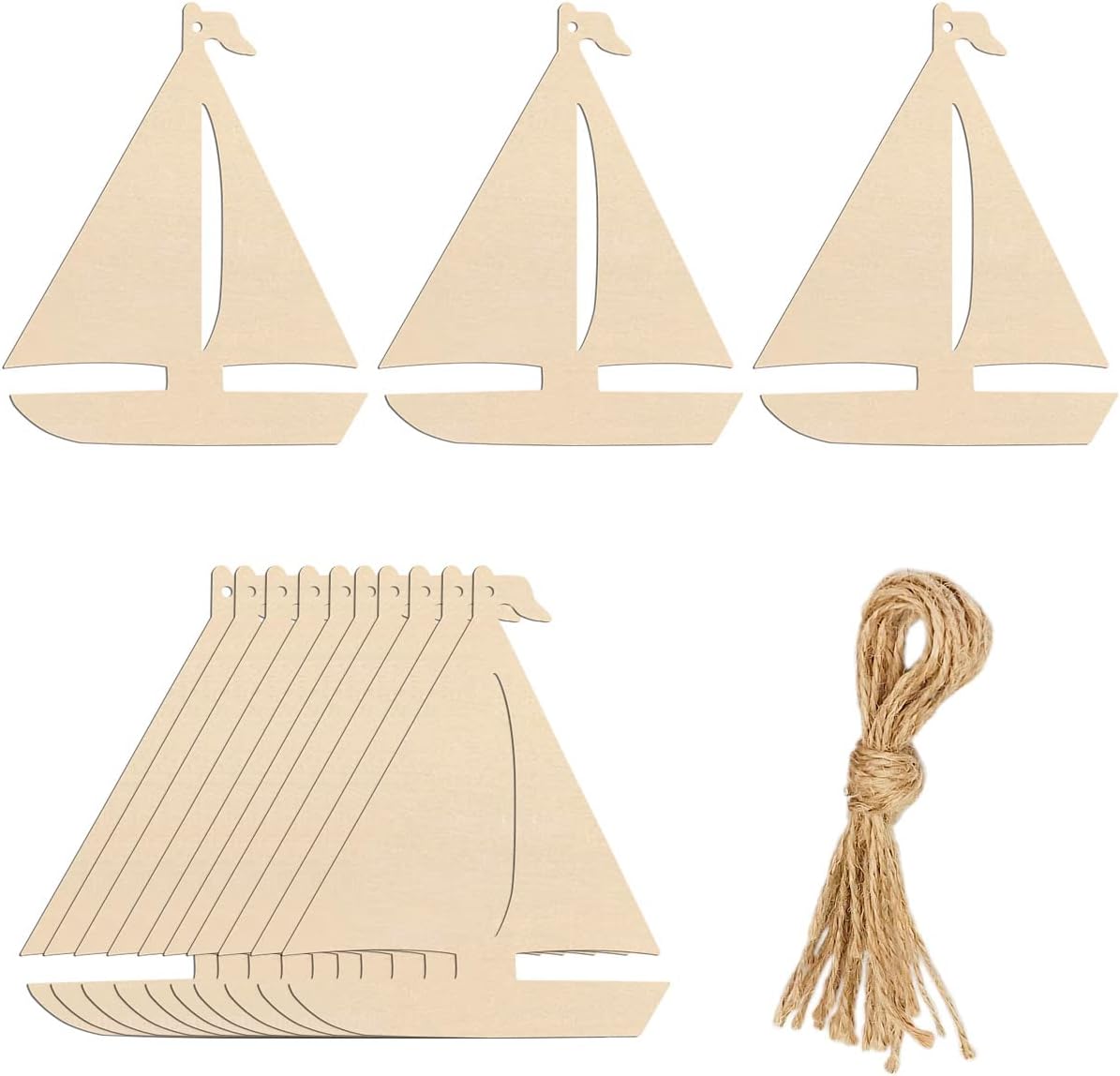 Amazon.com: 20pcs Sailboat Shape Wood Cutouts DIY Crafts Blank Boat ...