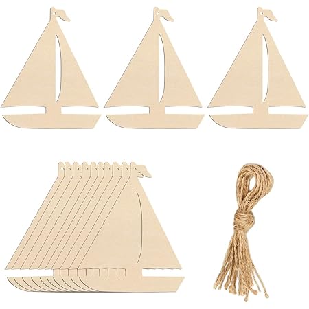 Amazon.com: Creaides 20pcs Nautical Wood DIY Crafts Cutouts Blank ...