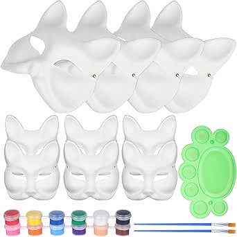 Amazon.com: GANAZONO 1set Diy Fox Mask Making Kit Blank Paper Masks for ...