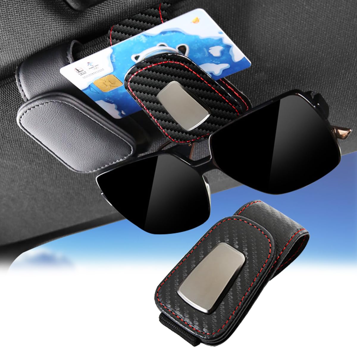 Amazon.co.jp: Temiry メガネホルダー サングラスホルダー 車種汎用 レクサス用 サンバイザー 収納 サングラス ヤリスクロス用 眼鏡 カーサンバイザー レザー 車 rav4 ...