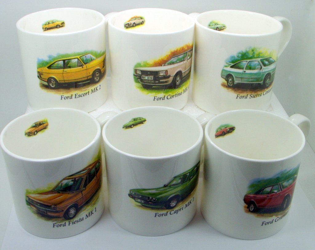 Buy SET OF 6 CLASSIC FORDS EXTRA LARGE 15 oz(3/4 PINT) FINE CHINA MUGS ...
