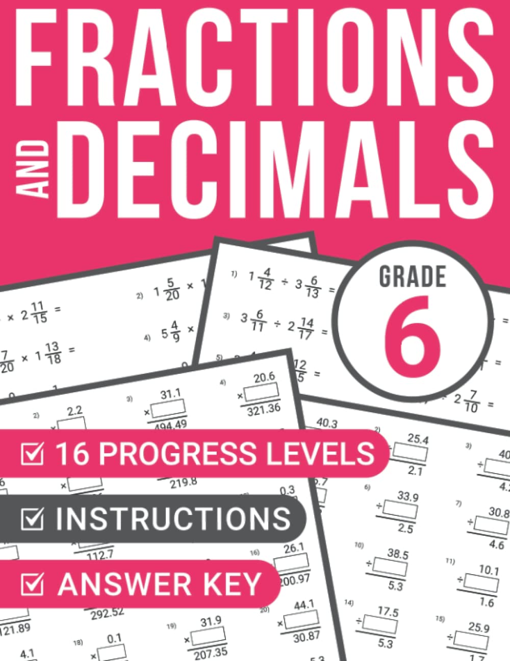 Fractions and Decimals Grade 6: Math Practice Workbook for Kids Ages 11 ...