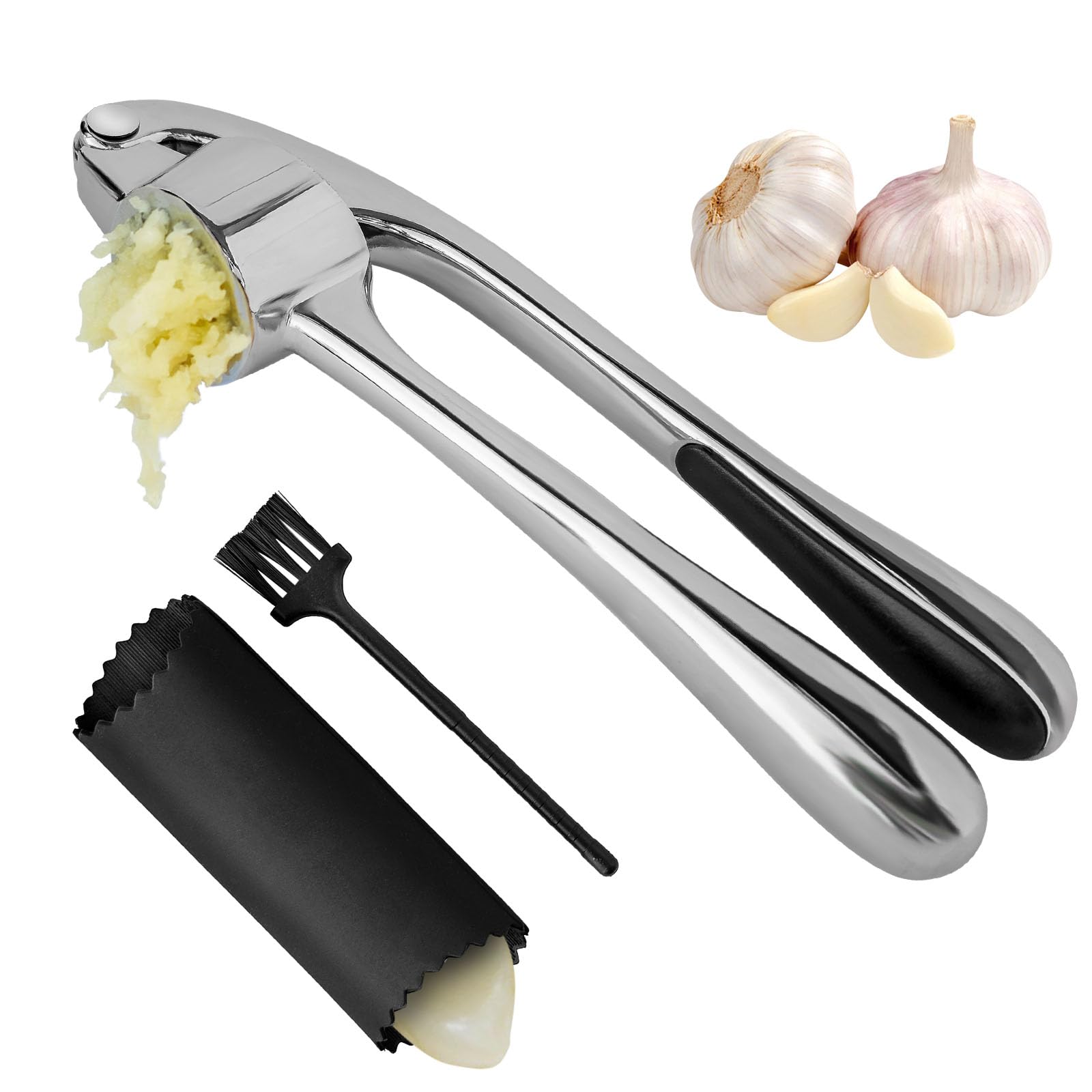 Amazon.com: Kearning Garlic Press Set Professional Garlic Mincer Tool ...