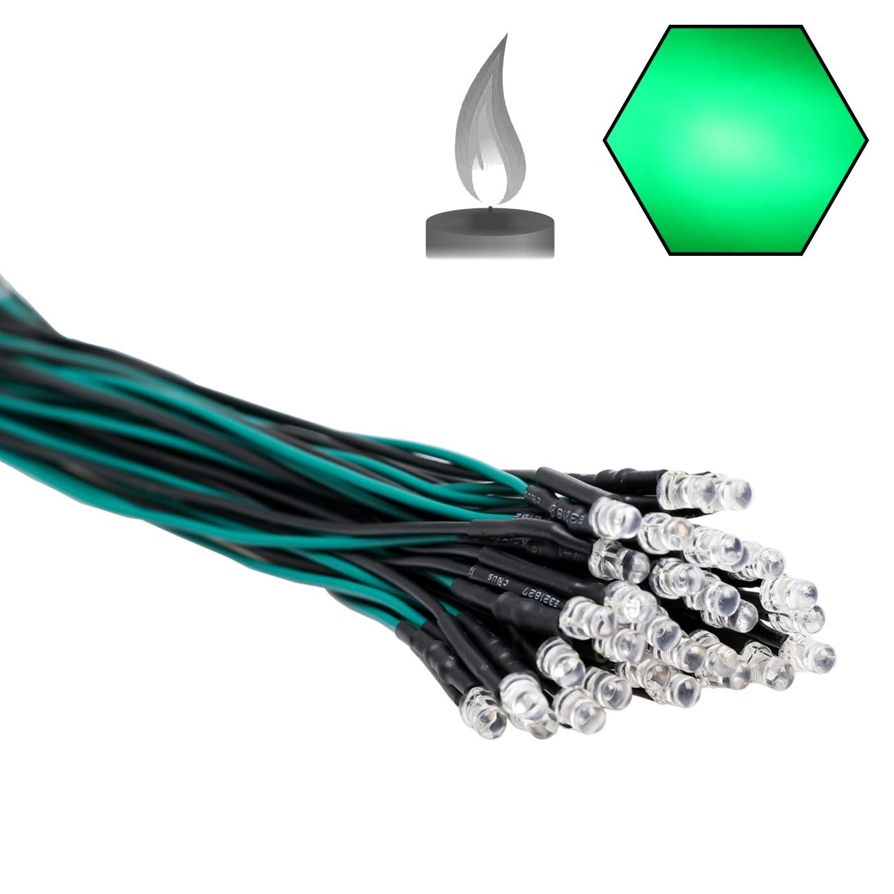 EDGELEC 30pcs 12 Volt 3mm Green Flicker LED Lights Emitting Diodes ...