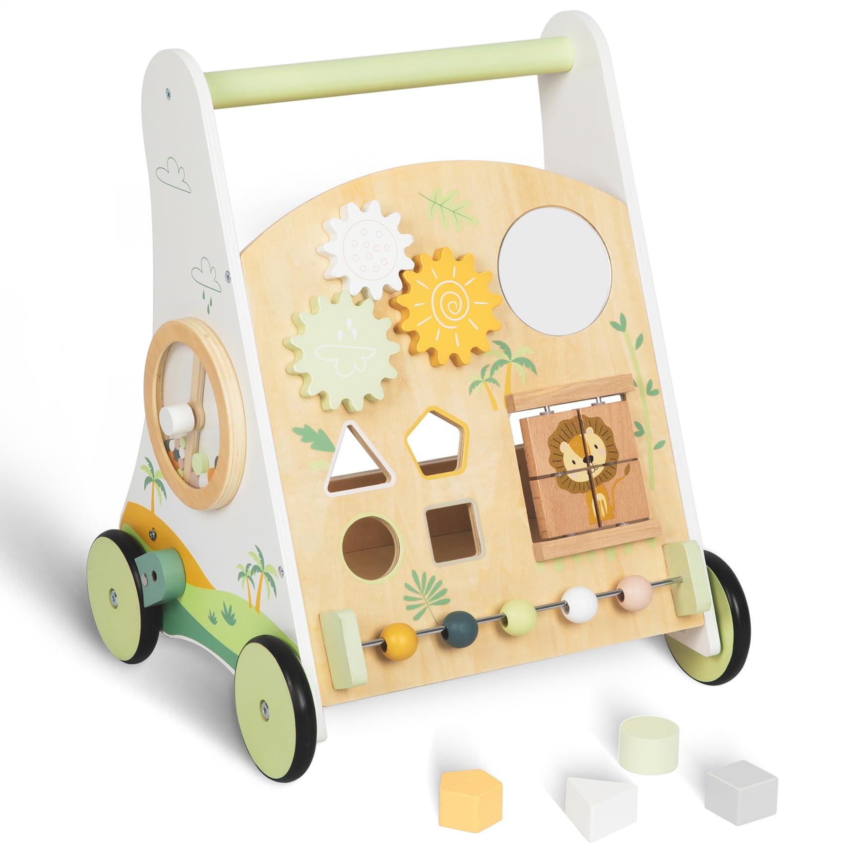 Amazon.com: Wooden Baby Push Walker Adjustable Speed Montessori Walker ...