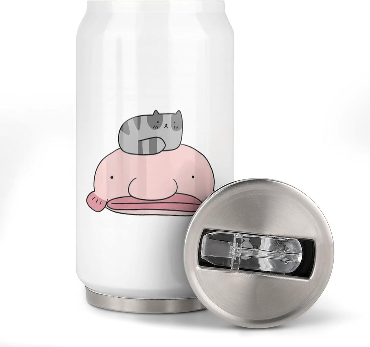 Cute Blobfish and Cat Stainless Steel Tumbler Insulated Cups Travel ...