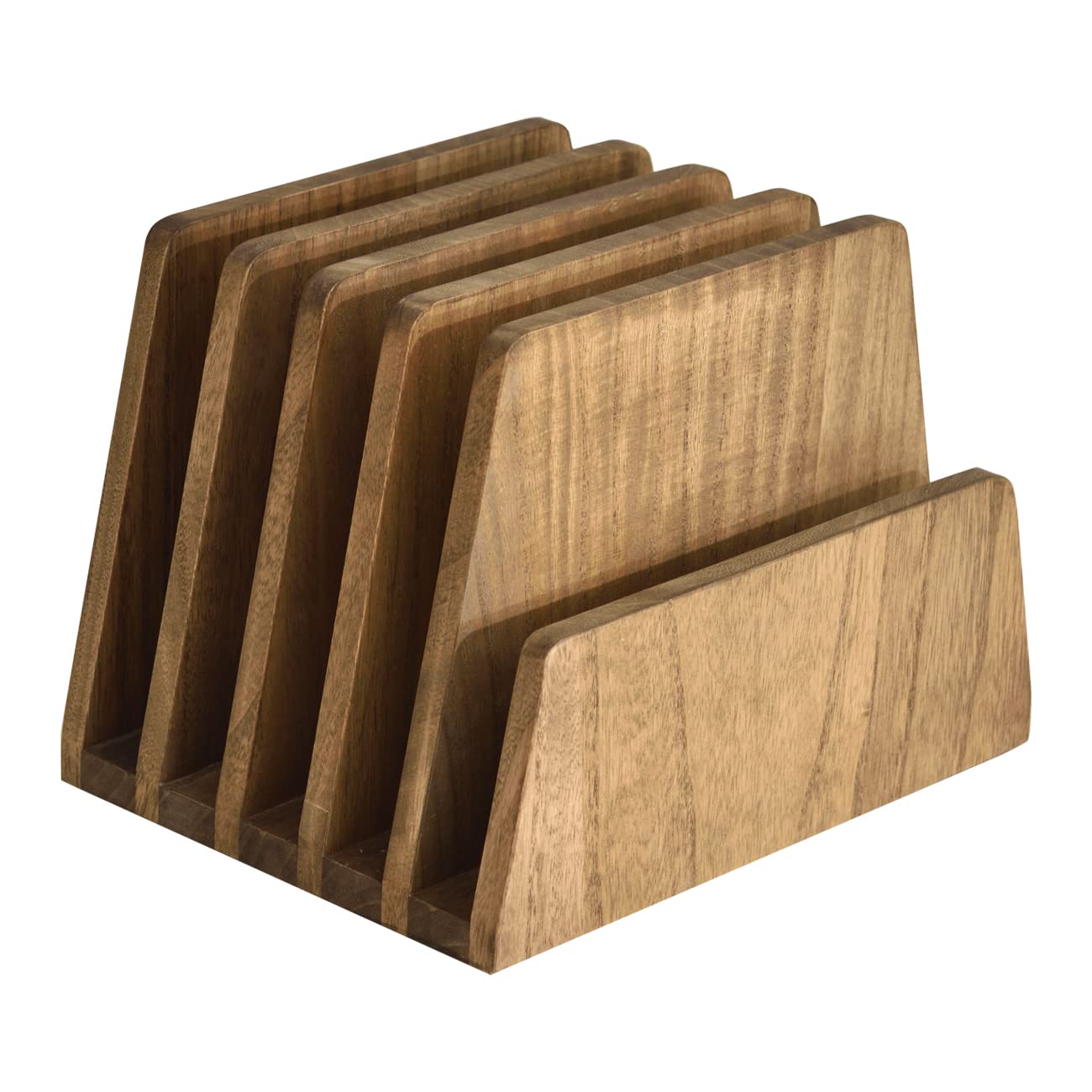 KIRIGEN Desk File Sorter Wood Document Holder 5 Slots Desktop Organiser ...
