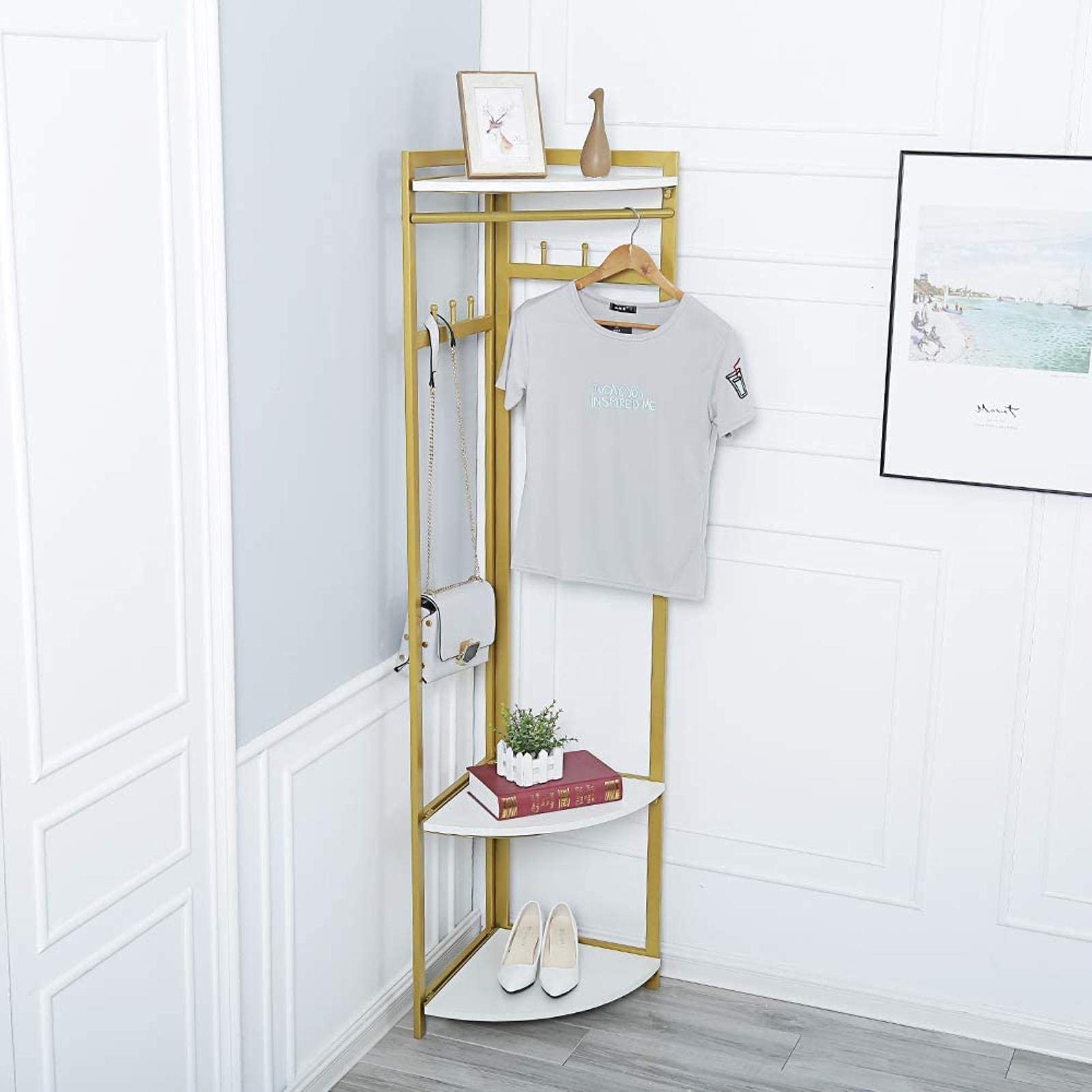 Buy Industrial corner floor rack, bedroom high-angle bookshelf, coat ...