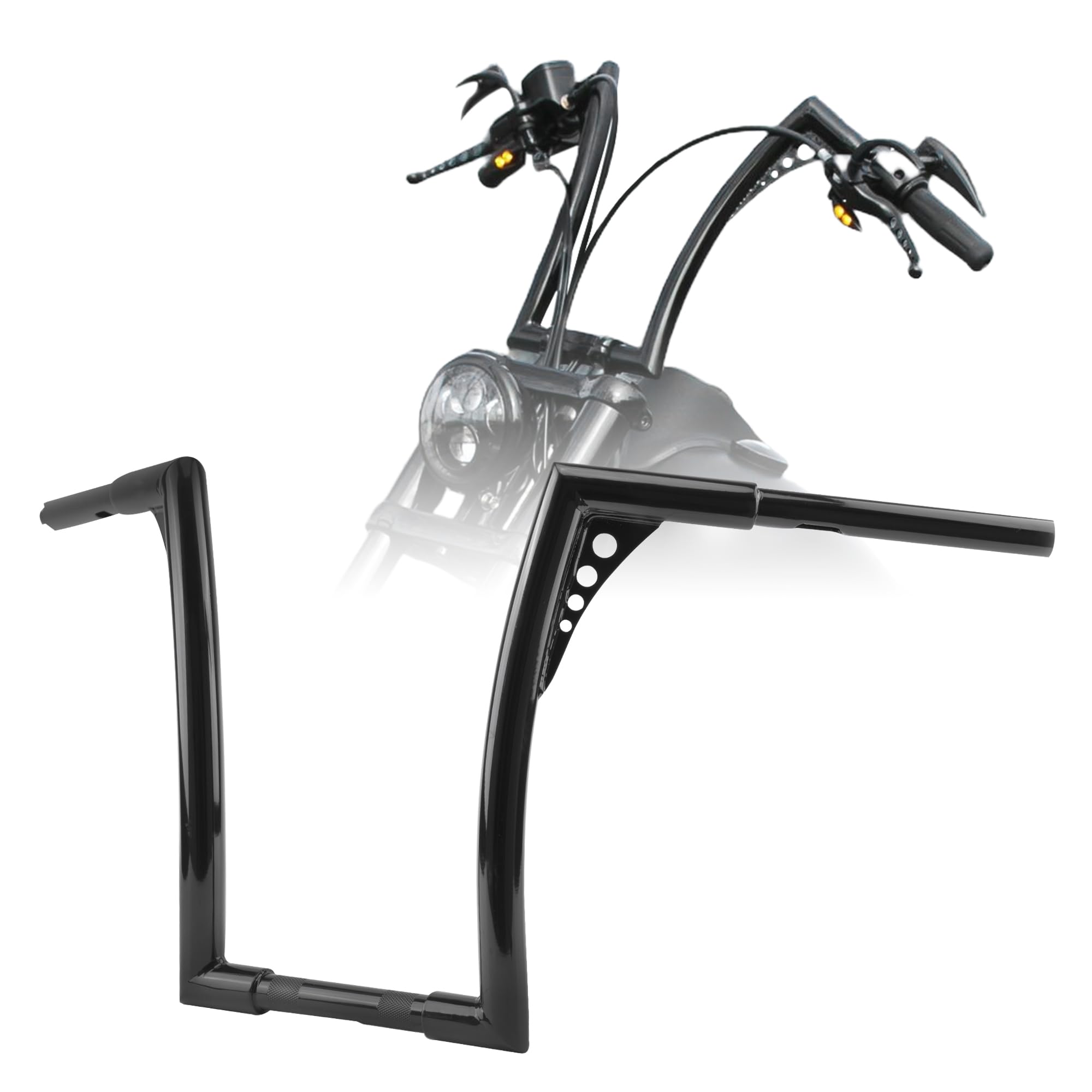 Snapklik.com : 14 Inch Bat-wing Ape Hangers Handlebars For Harley 96-13 ...