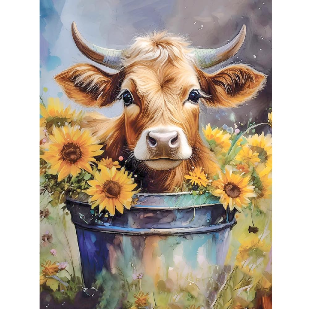 Amazon.com: mjcakrn Highland Cow Diamond Painting Kits for Adults, Cow ...