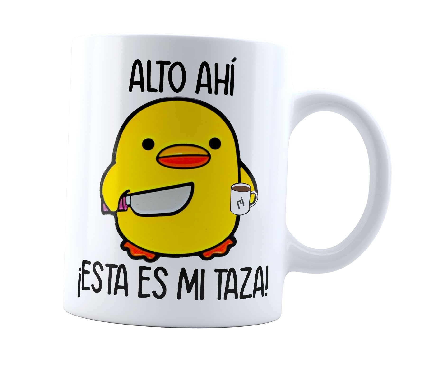 Taza pollito con cuchillo alto ahi esta es mi taza | Frase meme ...