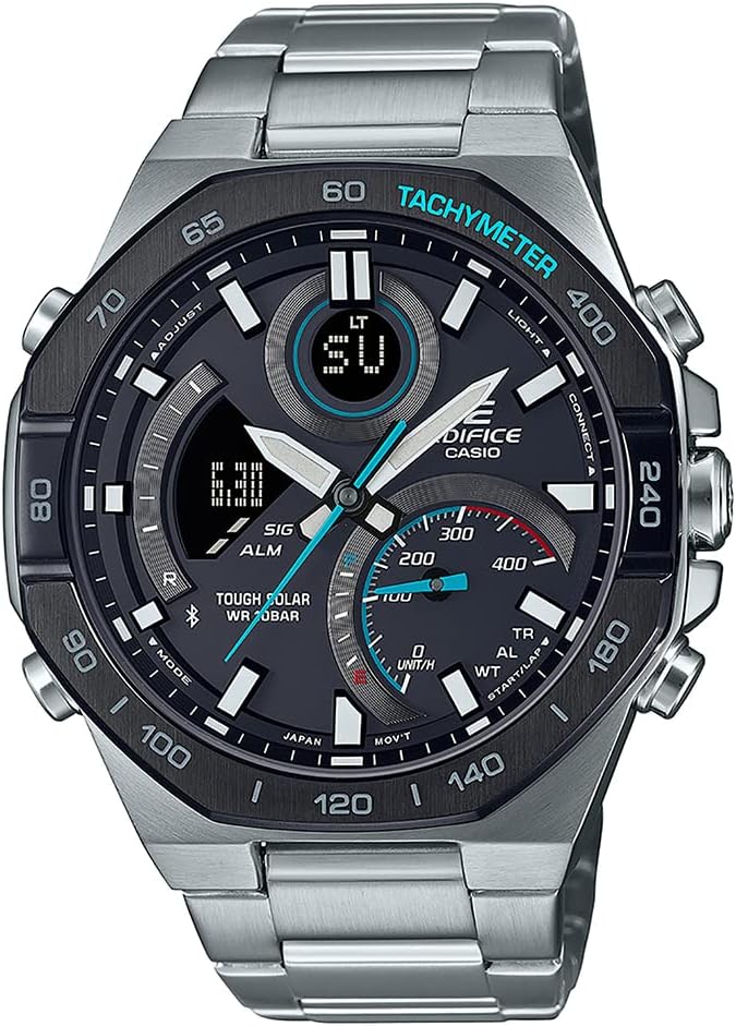 Casio Edifice ECB-950DB-1ADF Black Analog-Digital Dial Silver Stainless ...