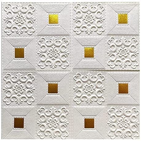 KSE White Gold Ceiling Wall Sticker 3D Foam Wall Sticker Panels I ...