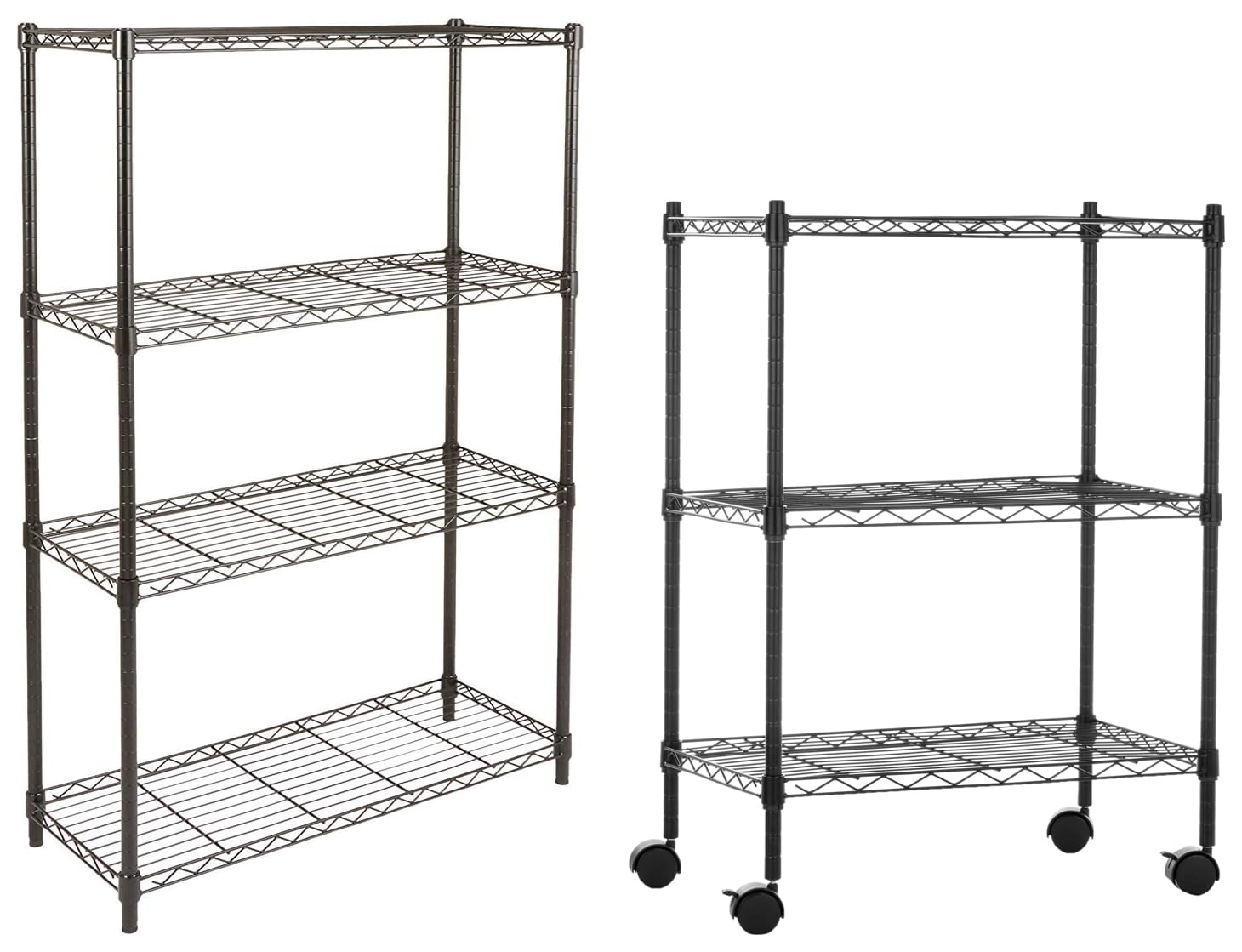 amazon basics Height Adjustable 4-Shelves Heavy Duty Rack- Black Chrome ...