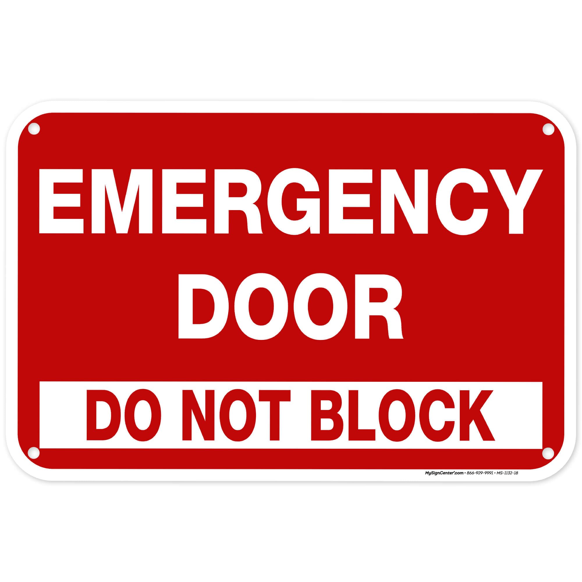 Amazon.com : Emergency Door Do Not Block Sign, 12x18 Inches, 55 mil ...