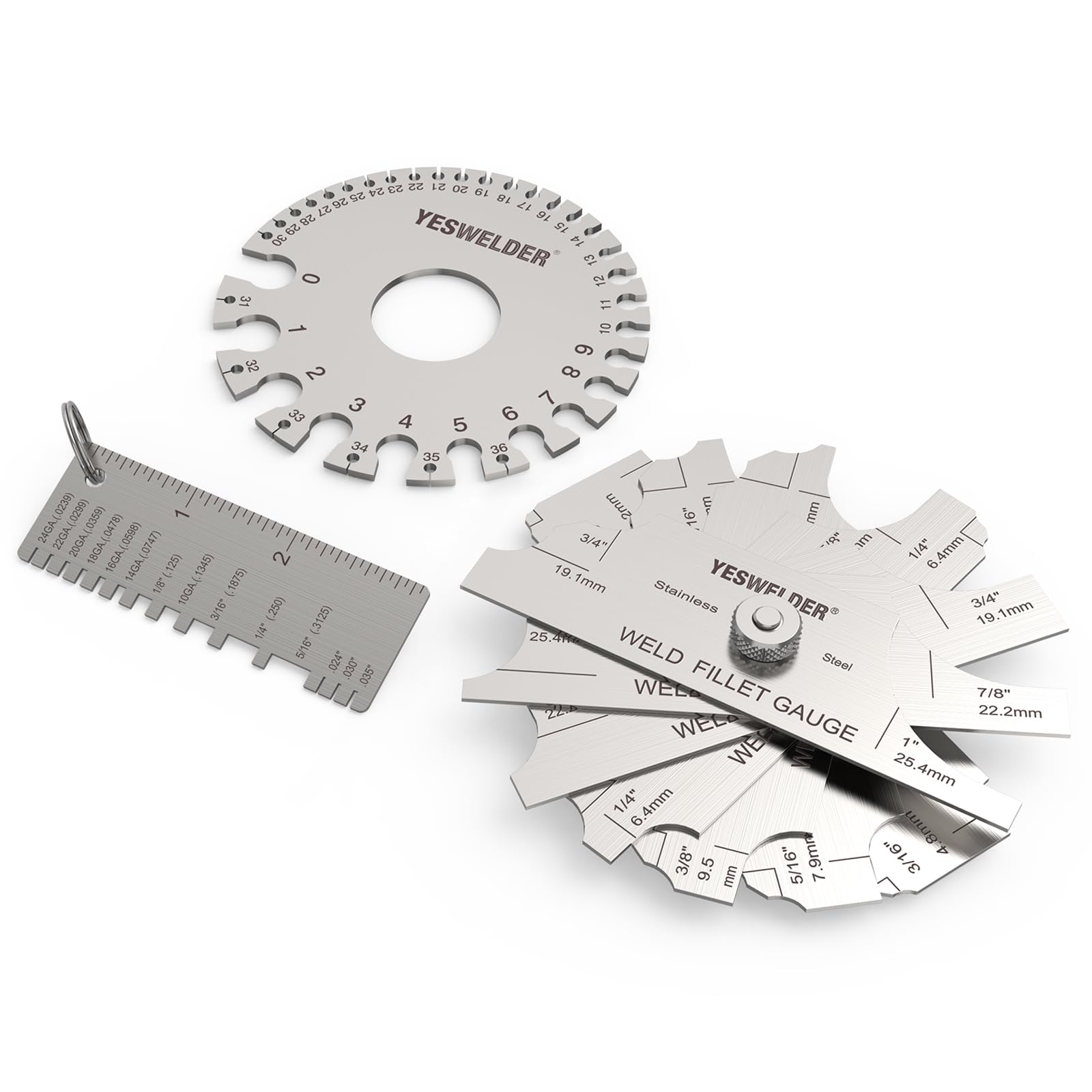 YESWELDER LG-03+MG-11 Gauges (Round Dual Sided Metal Sheet Guage ...