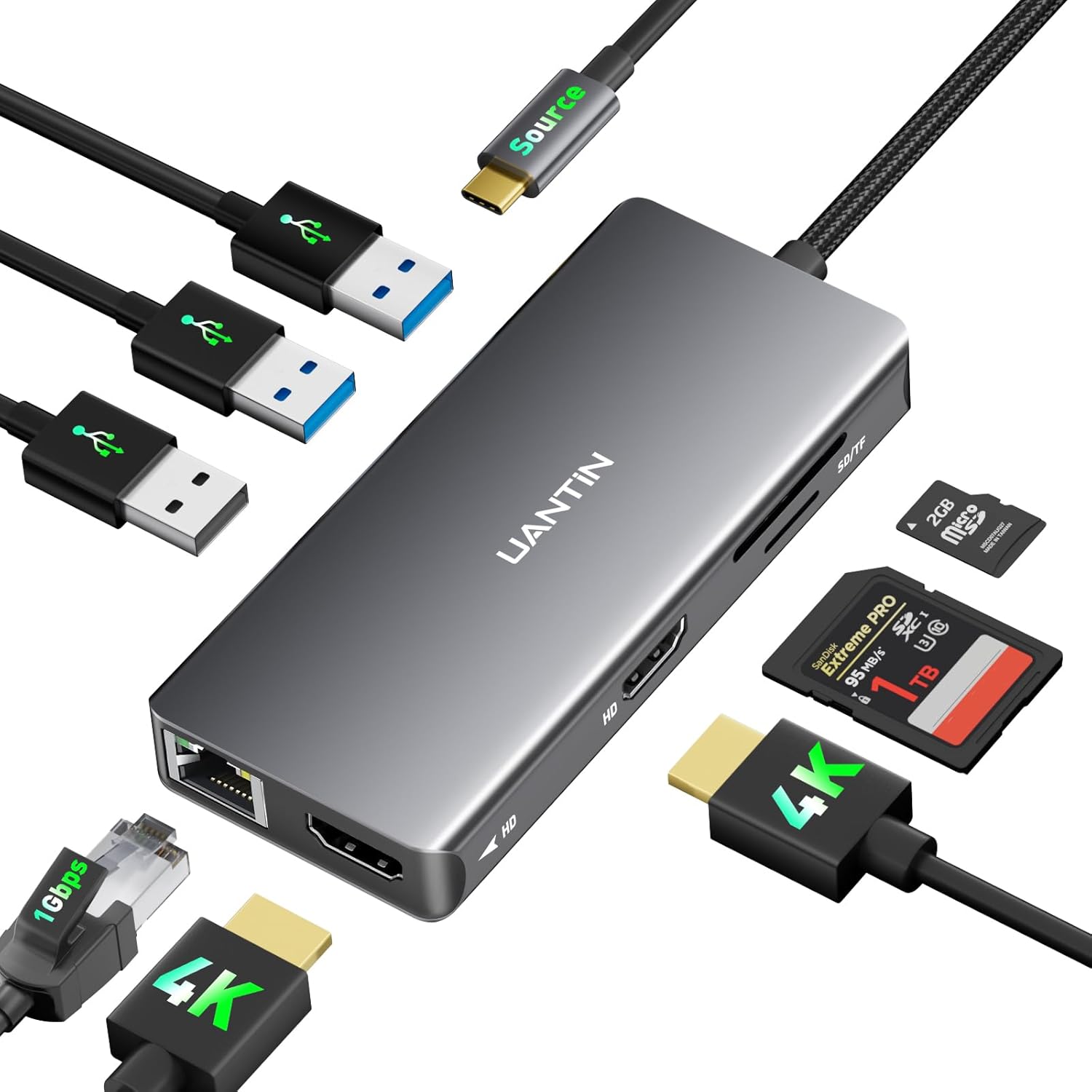 Amazon.com: UANTIN Laptop Docking Station Dual Monitor | 9 in 1 USB C ...