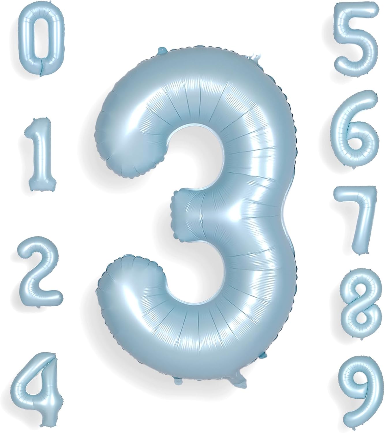 Amazon.com: SULALABOO 40Inch Light Blue Number 3 Balloon Large Helium ...