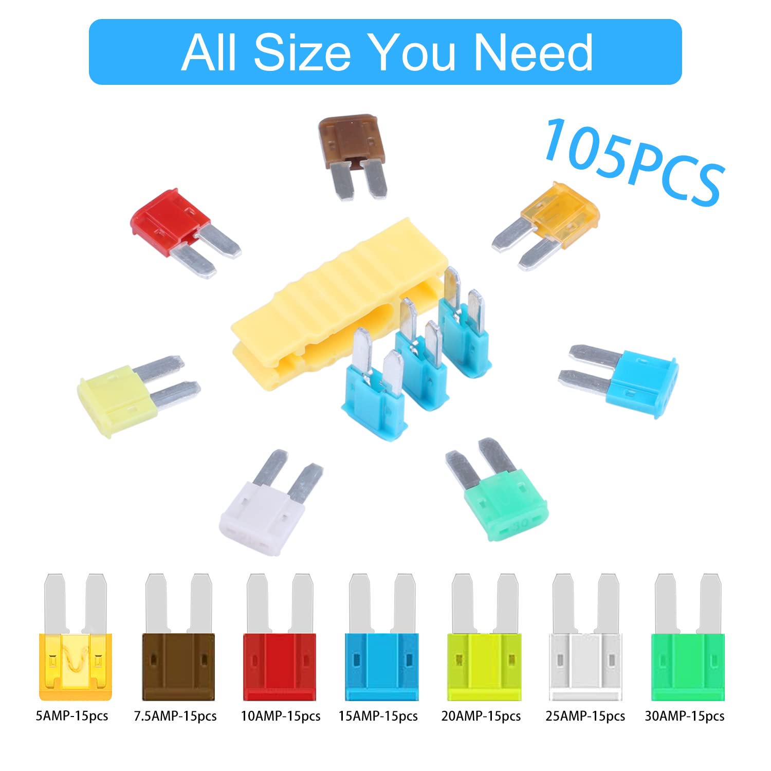 Snapklik.com : Micro2 Fuses Assortment Kit- 105 Pcs ATR APT Blade Car Fuses