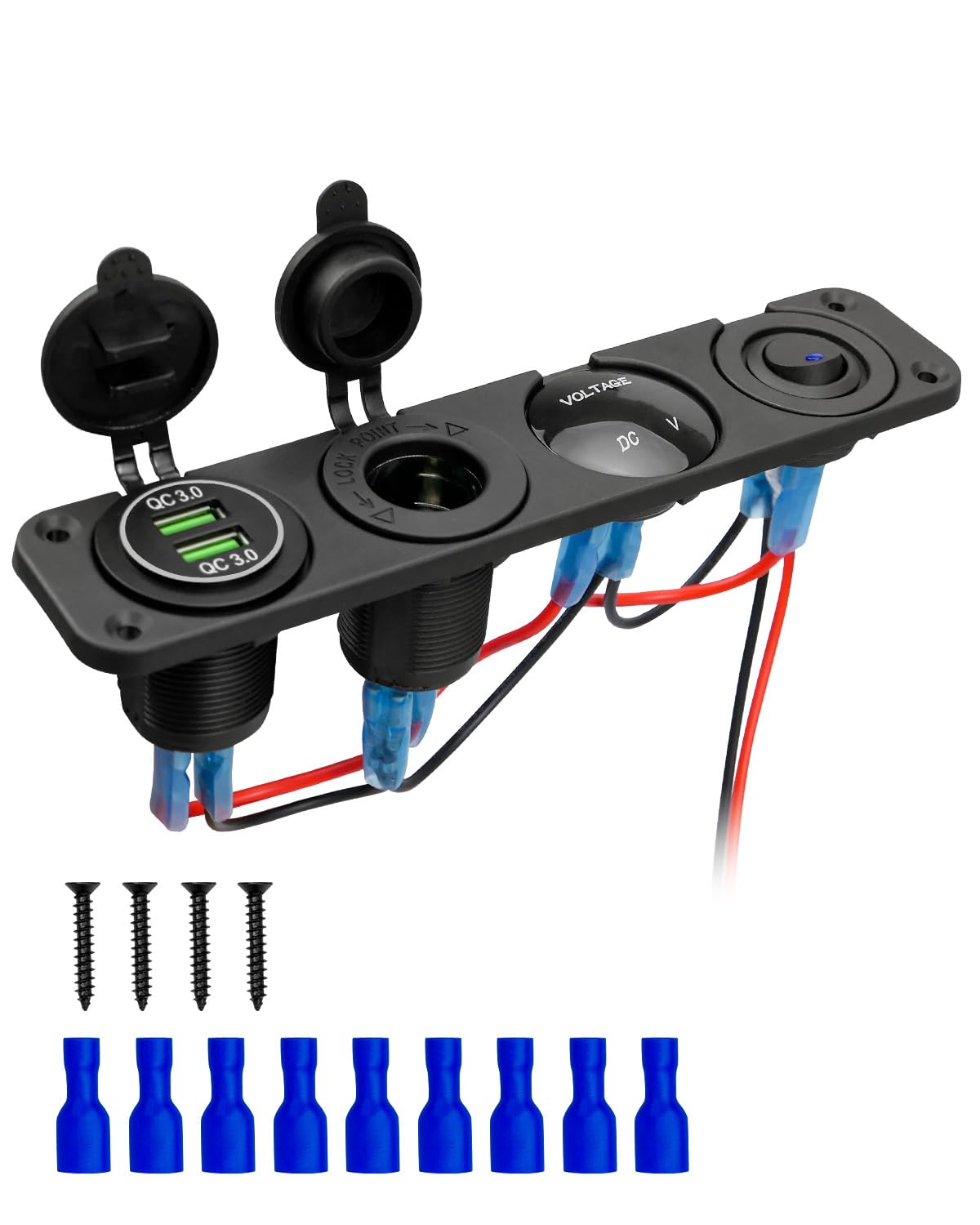 Amazon.com: 4 in 1 Marine Led Light Switch Panel, 12V QC 3.0 Dual USB ...