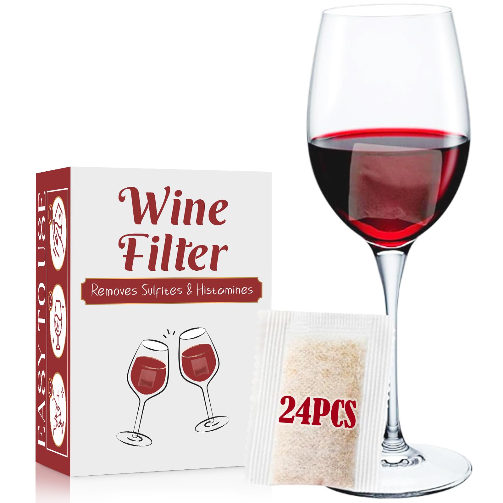 Snapklik.com : Wine Filter 24 Packs, Stops Red Wine Headaches Nausea ...