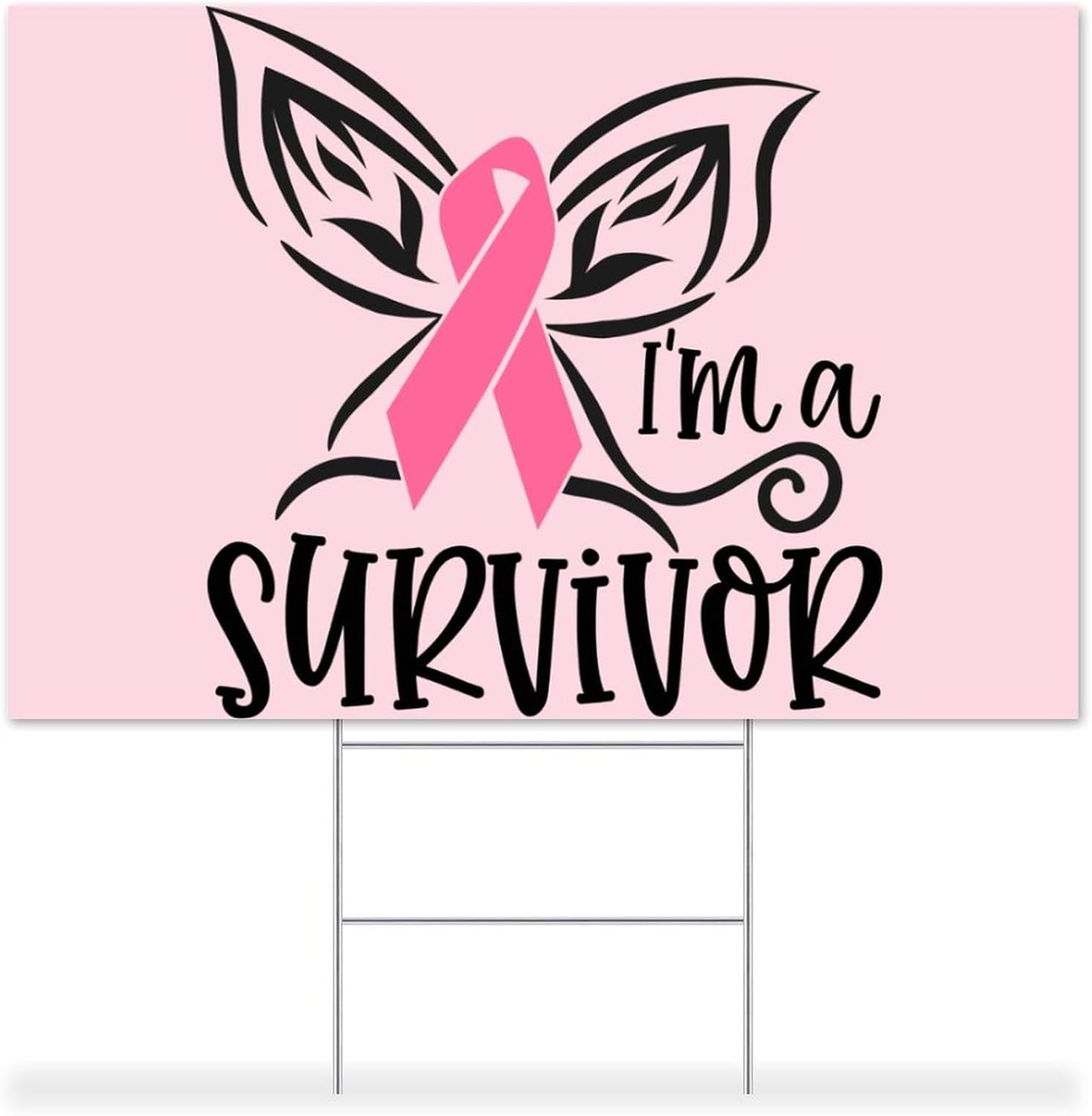 Amazon.com : Yard Sign Stakes Double Sided Breast Cancer Awareness Yard ...
