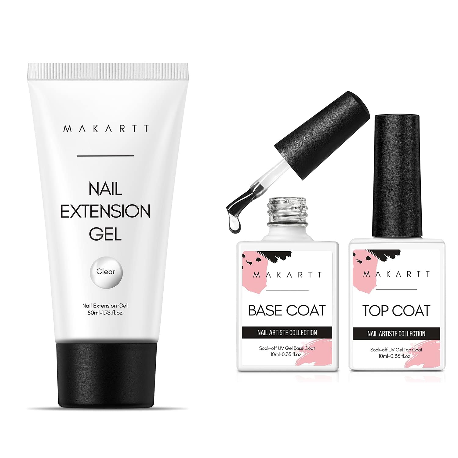 Amazon.com : Makartt Clear Poly Nail Extension Gel and No Wipe Gel Top ...