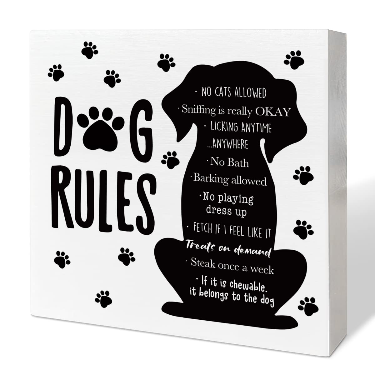 Amazon.com: Funny Dog Lover Desk Decor, Dog Rules, Dog Decor for Home ...