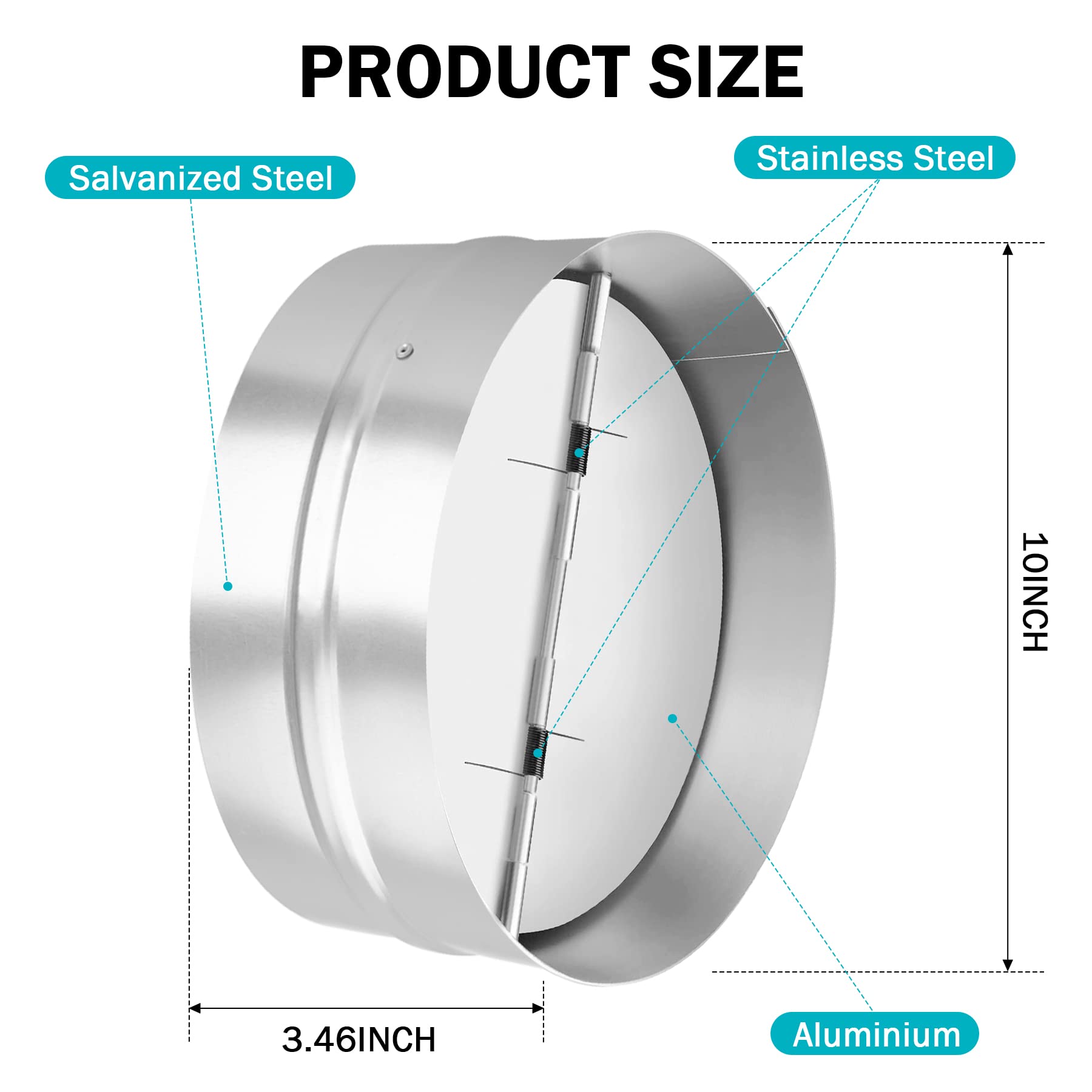 Snapklik.com : 10 Inch Draft Blocker Backdraft Damper Duct Draft ...
