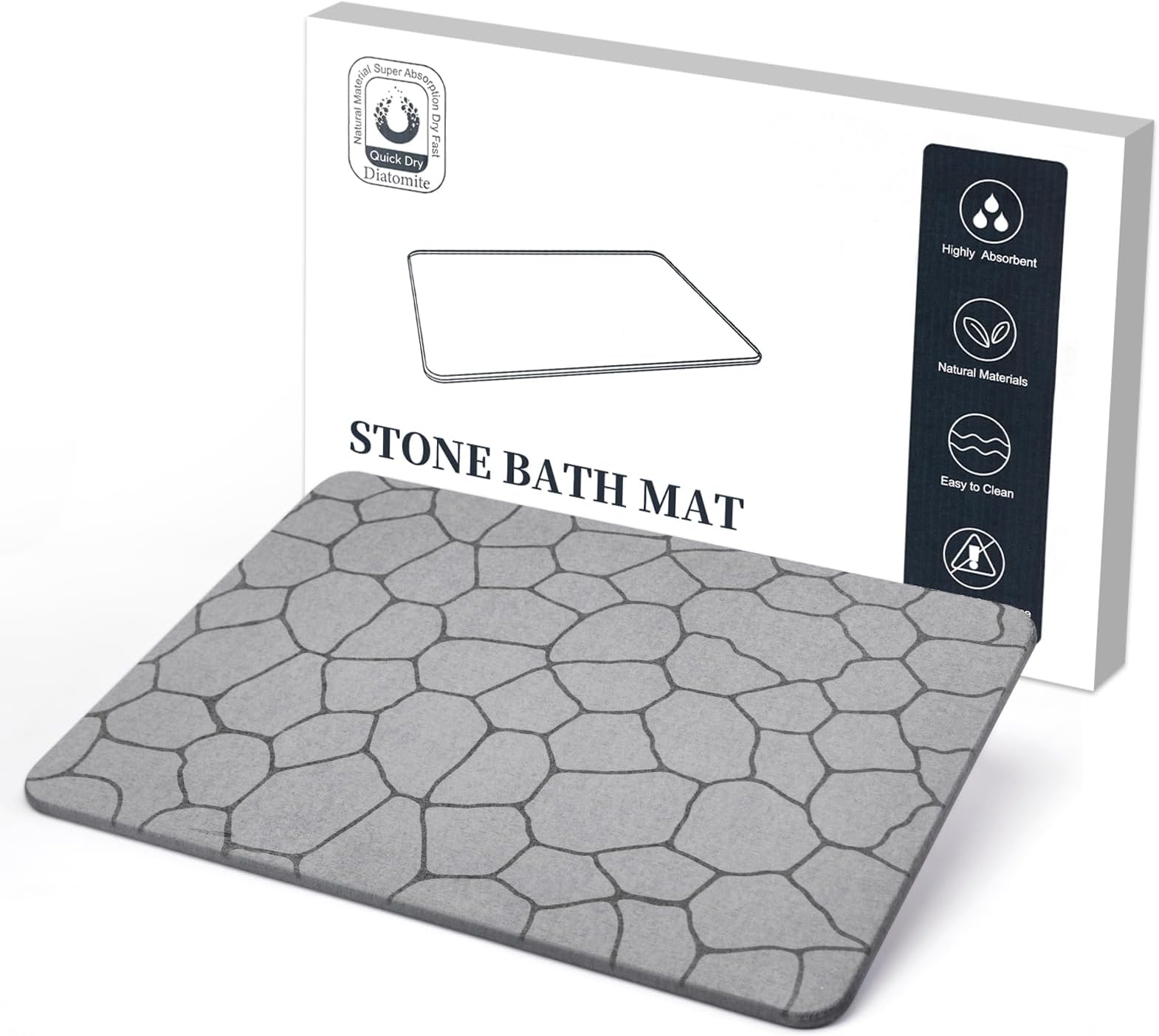 Amazon.com: PRFCTLIFE Stone Bath Mat - Diatomaceous Earth Shower Mat ...