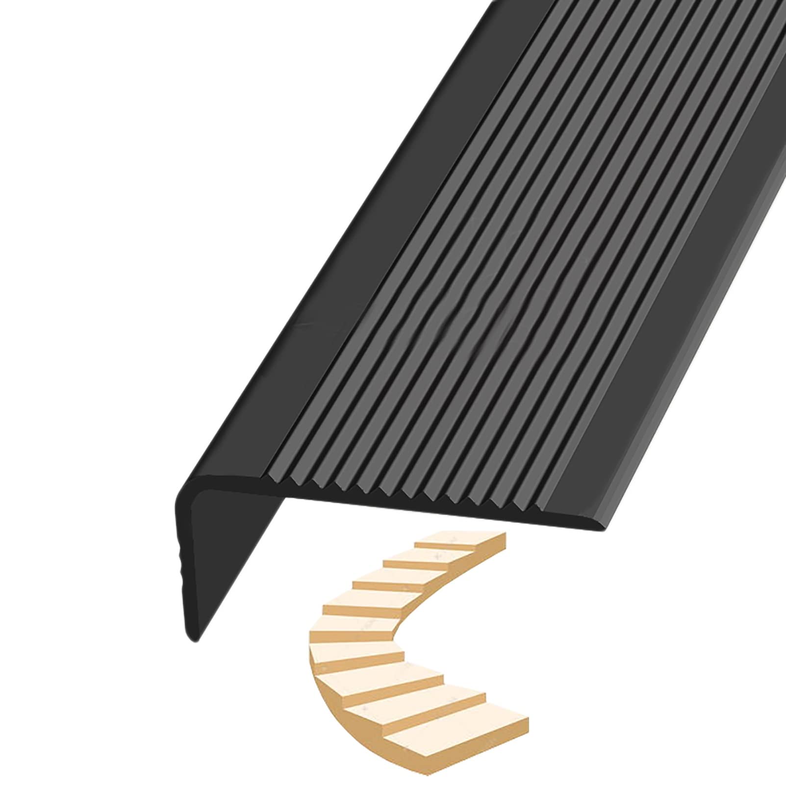Stair Step Edge Trim, Rubber Stair Treads Step Protector, Stair Nosing ...