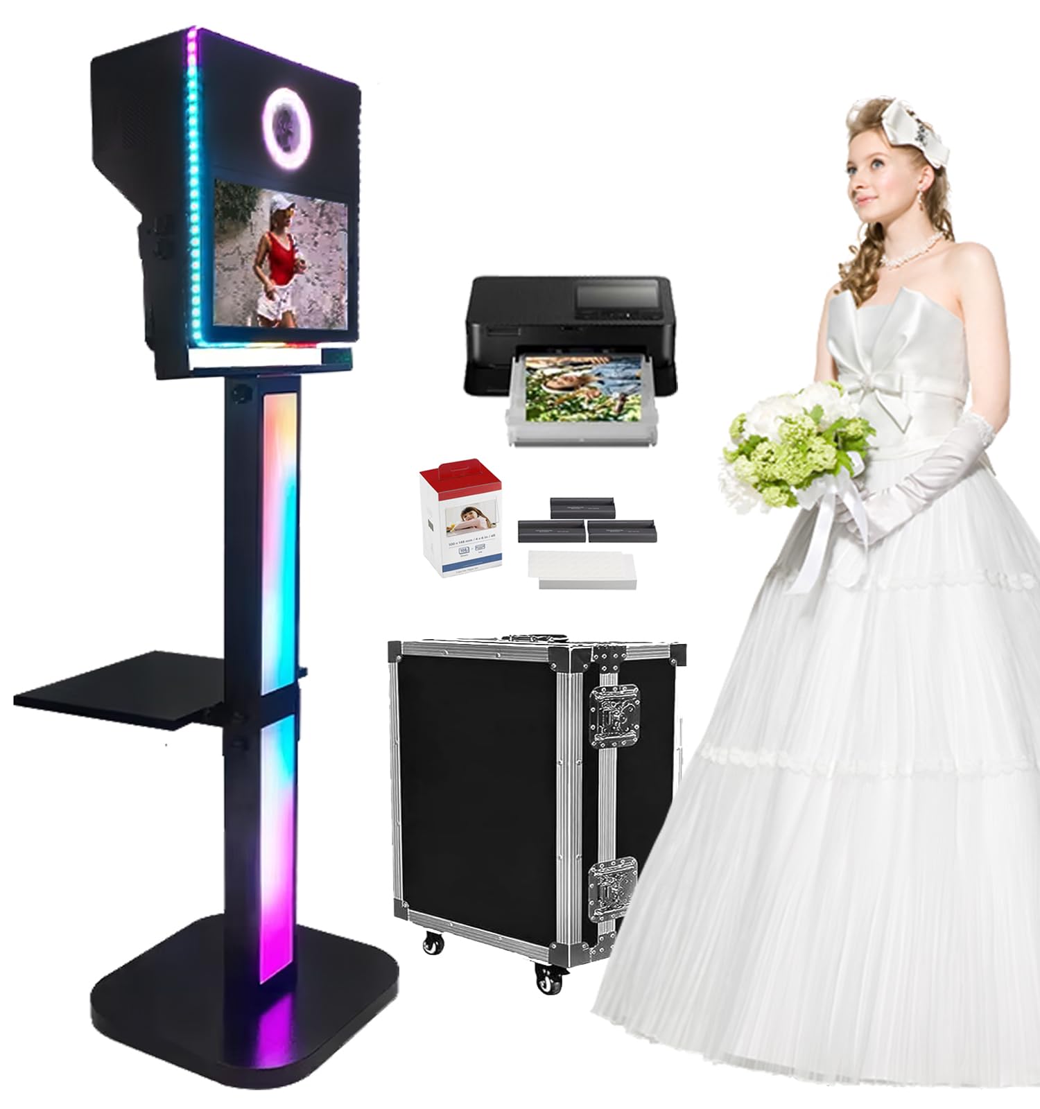 Amazon.com : Portable Photo Booth with Printer Mirror Photo Booth 15.6 ...