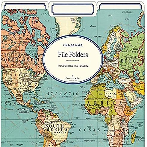 Amazon.com: Cavallini Papers & Co World Map 2 Heavyweight File Folders ...