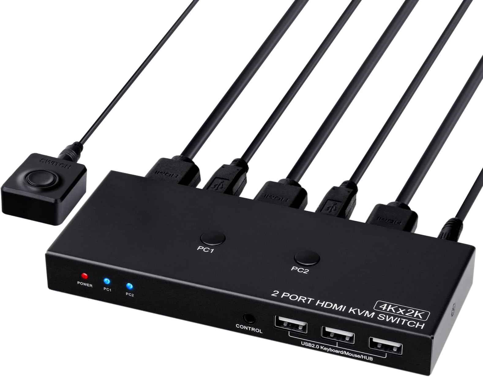 Amazon.com: KVM Switch HDMI 2 Port Box,ABLEWE USB and HDMI Switch for 2 ...