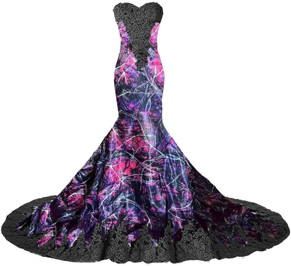 Amazon.com: YINGJIABride Muddy Camo and Lace Wedding Dresses Long Dance ...