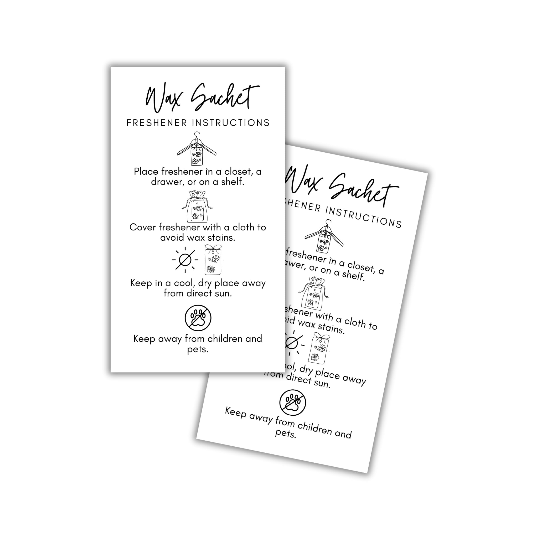 Amazon.com: Wax Sachet Scented Care Instruction Cards 50pk 2x3.5” Car ...