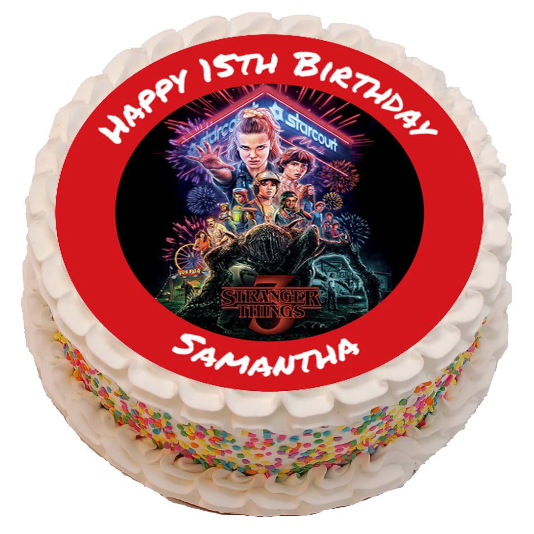 Buy Stranger Things Personalised PRECUT Cake Topper 8 Inch Round Edible ...