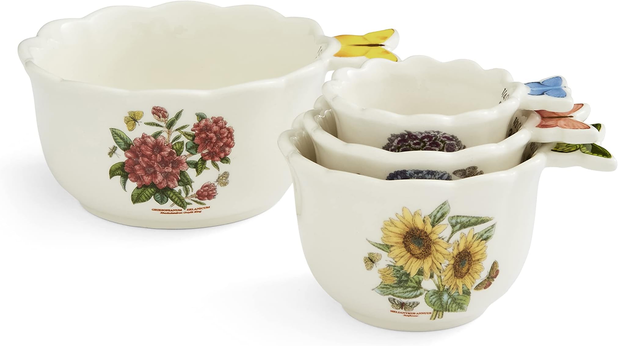 Amazon.com: Floral Hand Stamped Stoneware Measuring Cups (Set of 4 ...
