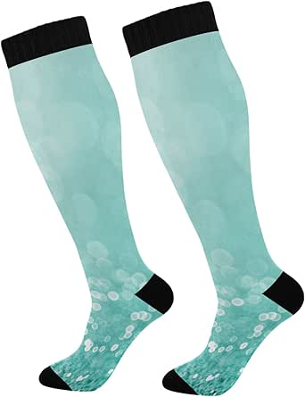 Amazon.com: Green Teal Or Turquoise Glitter Compression Socks for Women ...